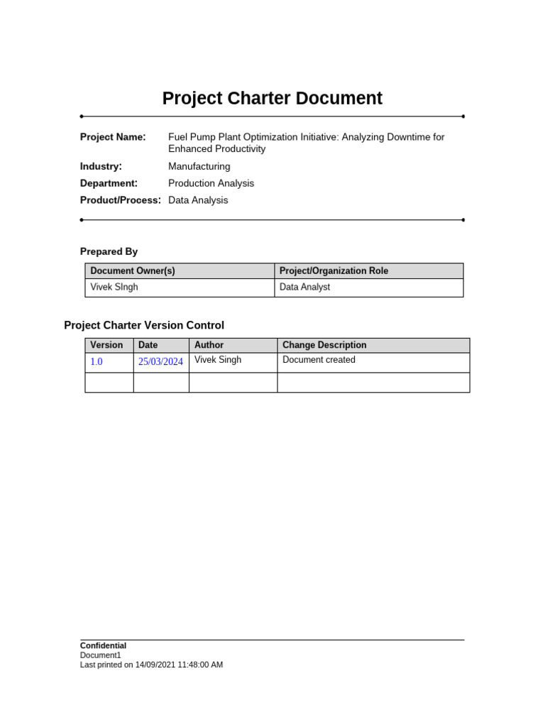 Project Charter Document | PDF