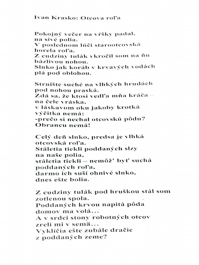 Ivan Krasko - Otcova Rola | PDF