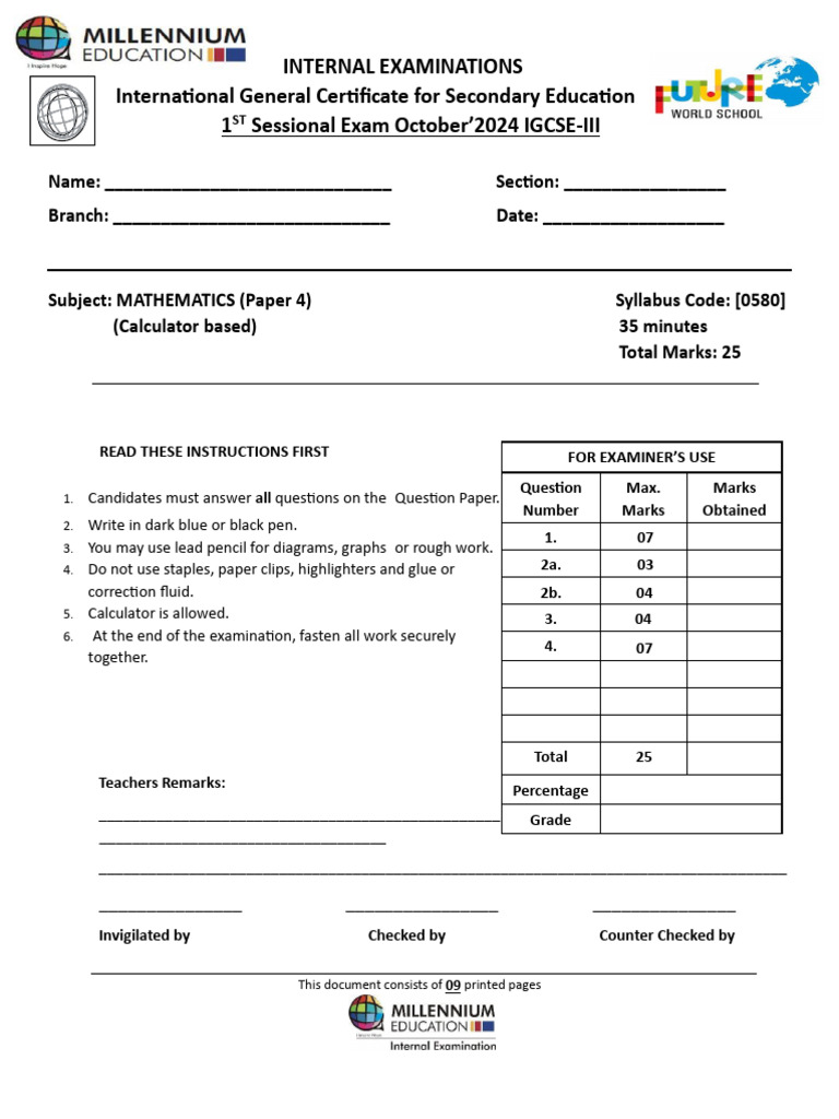 Ig III Sessional Paper 42 Cal Based | PDF
