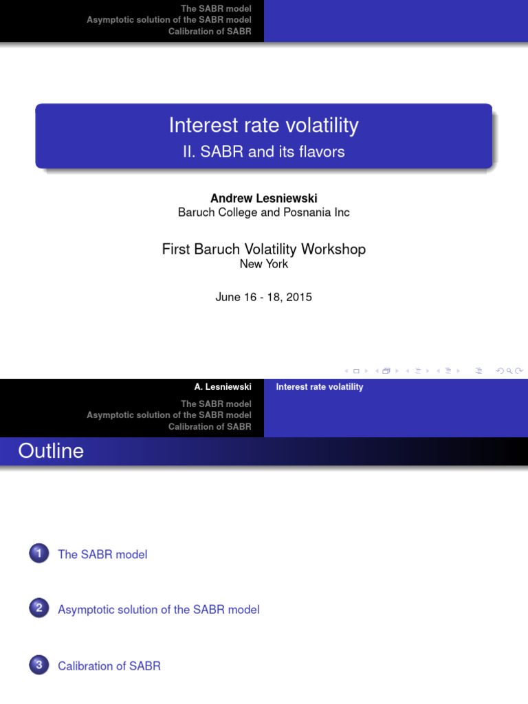 SABR Model Calibration and Dynamics | PDF | Volatility (Finance ...