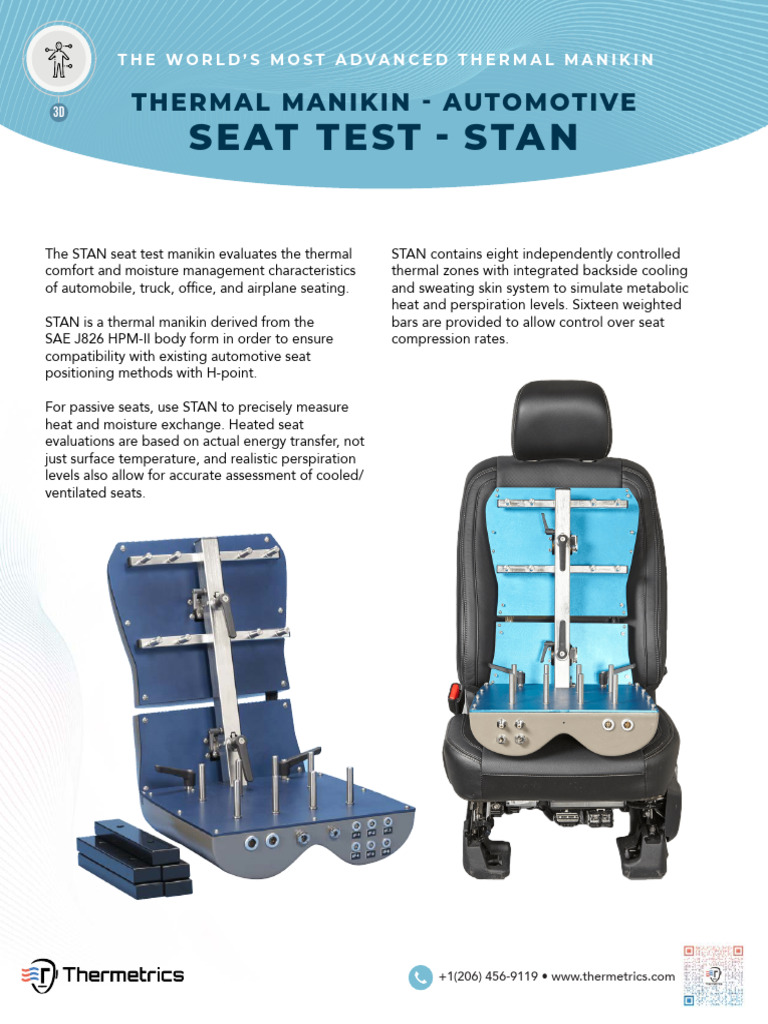 Thermal Manikin Automotive Seat Test STAN Spec Sheet 03 2024 | PDF