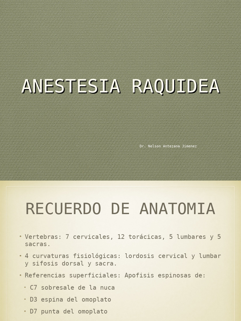 Anestesia Raquidea | PDF