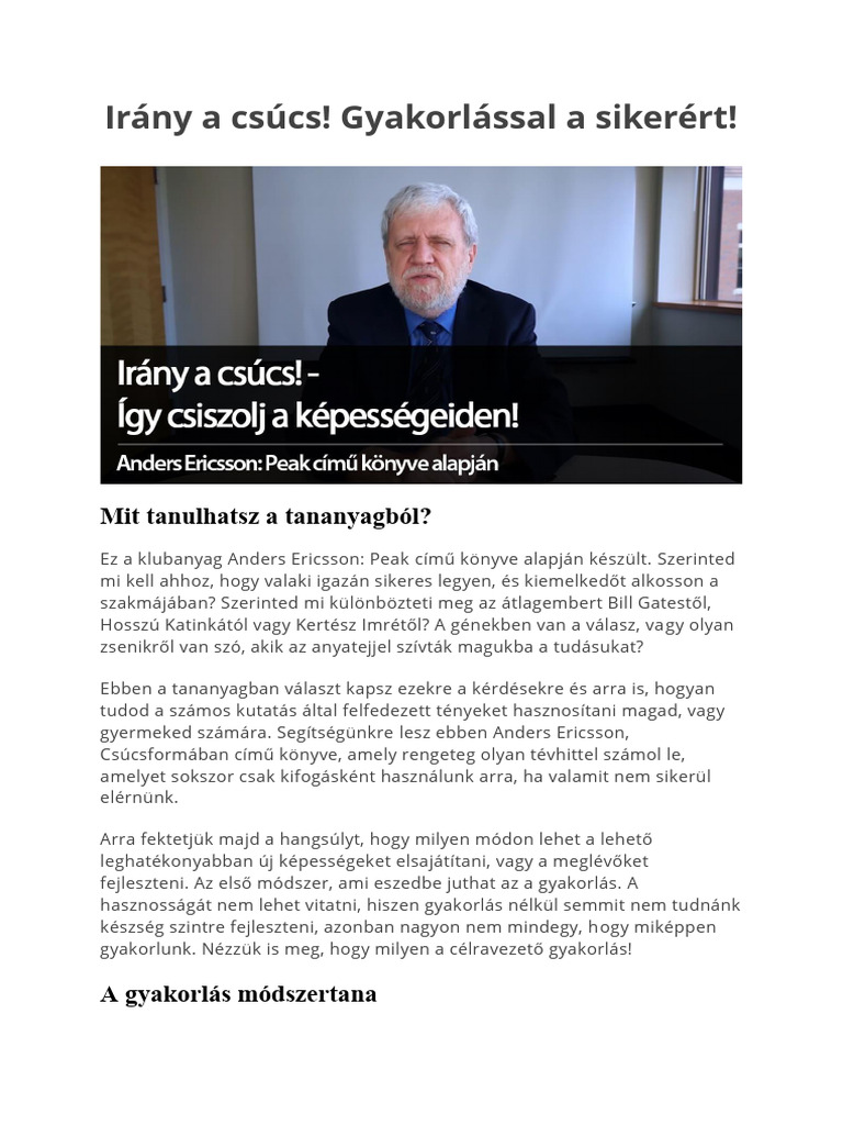 Anders Ericsson: Peak | PDF