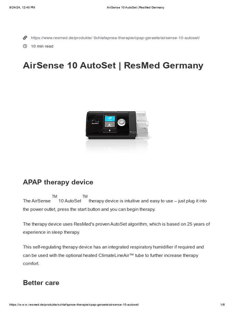 AirSense 10 AutoSet - ResMed Germany | PDF
