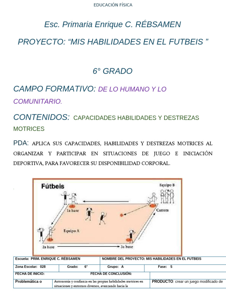 Mis Habilidades en El Futbeis 6° Grado Primaria | PDF