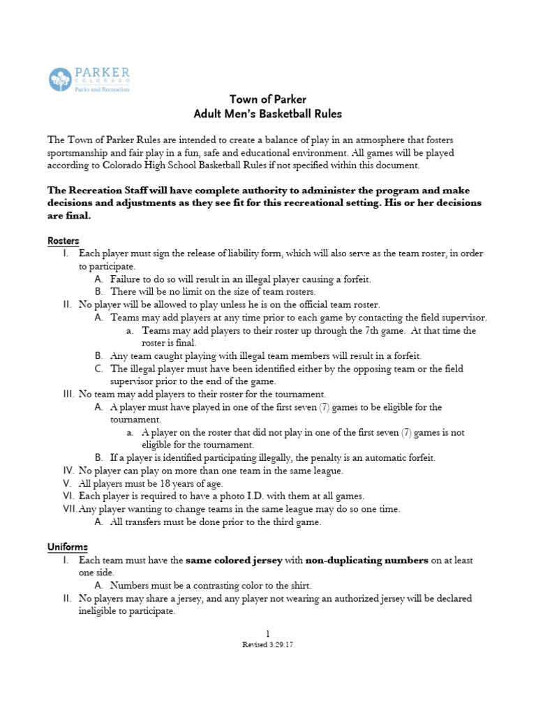 Rules - Adult Basketball - Updated 5.12.21 | PDF