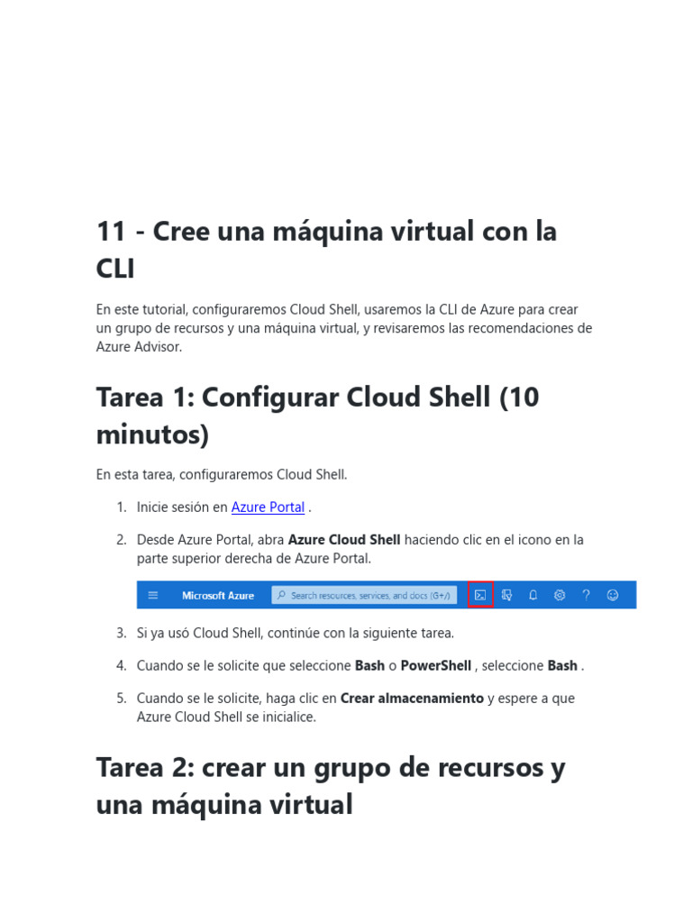 Guia Laboratorio - Cree Una Máquina Virtual Con La CLI | PDF
