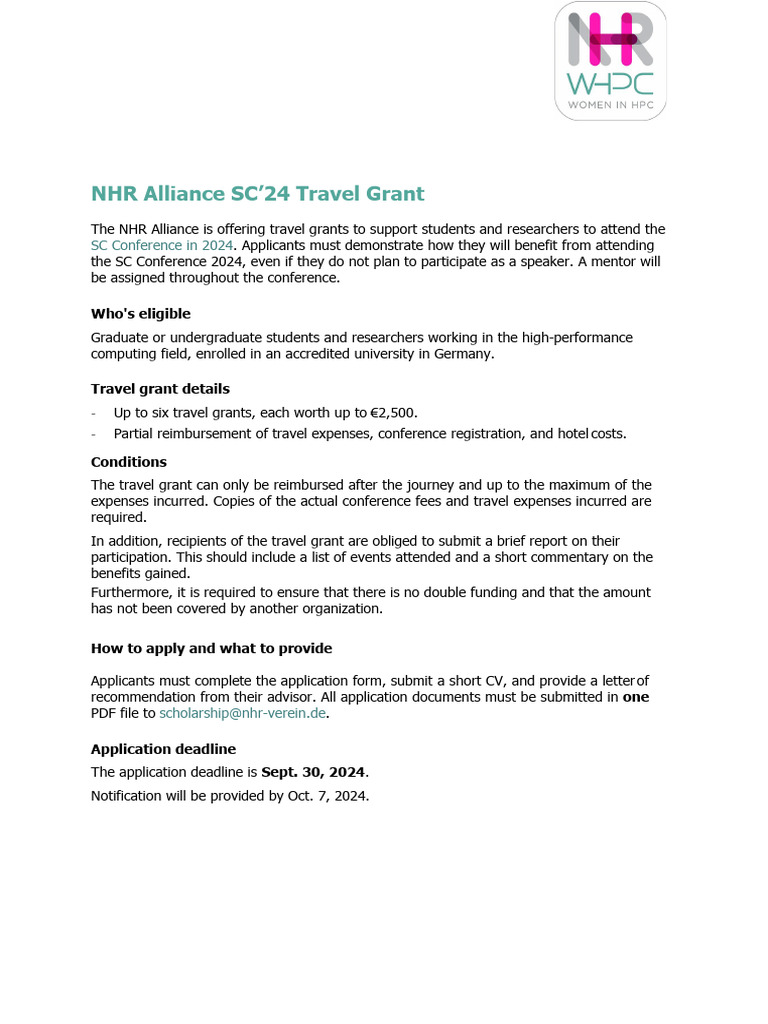 NHR Alliance SC'24 Travel Grants | PDF | Business