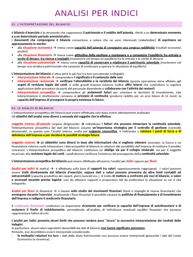 Analisi Per Indici | PDF