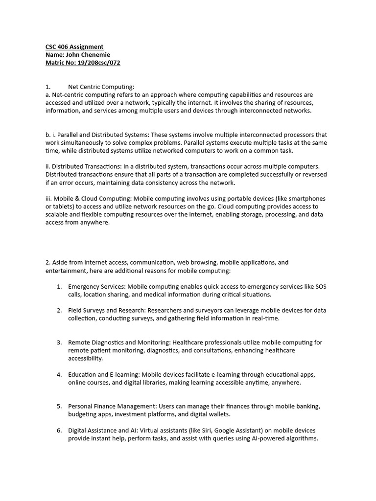 My CSC 406 Assignment | PDF