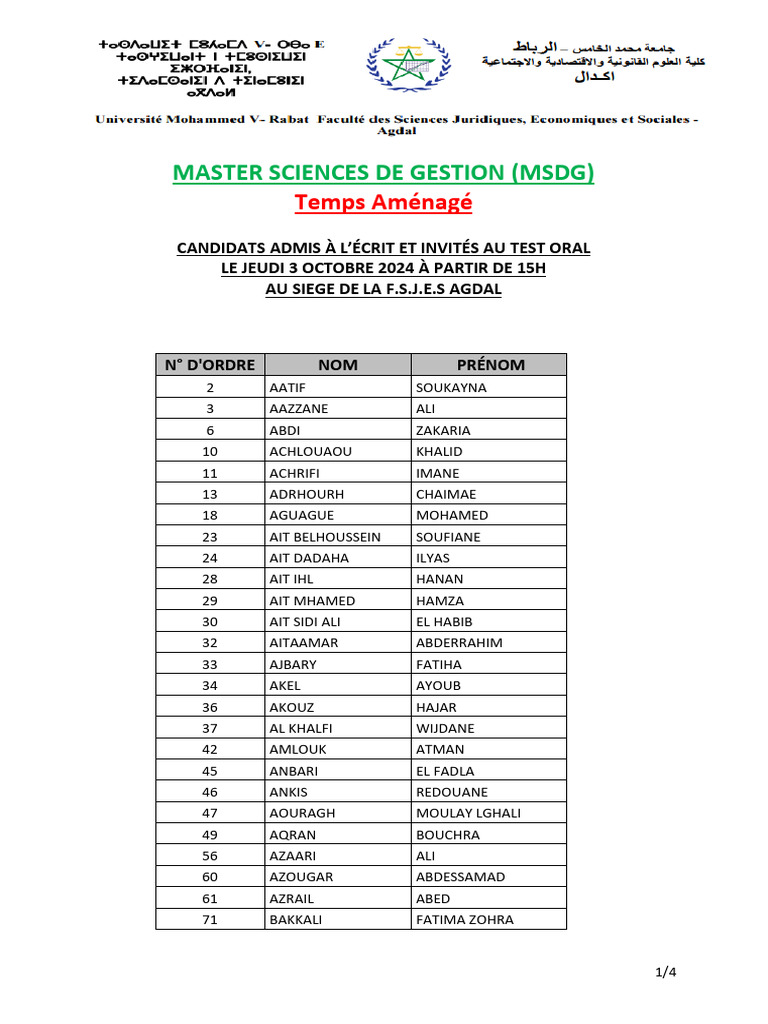 MSDG Écrit TAM 24 - 25 | PDF