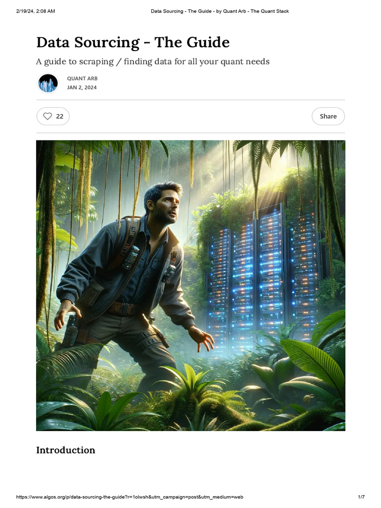 Data Sourcing - The Guide - by Quant Arb - The Quant Stack | PDF