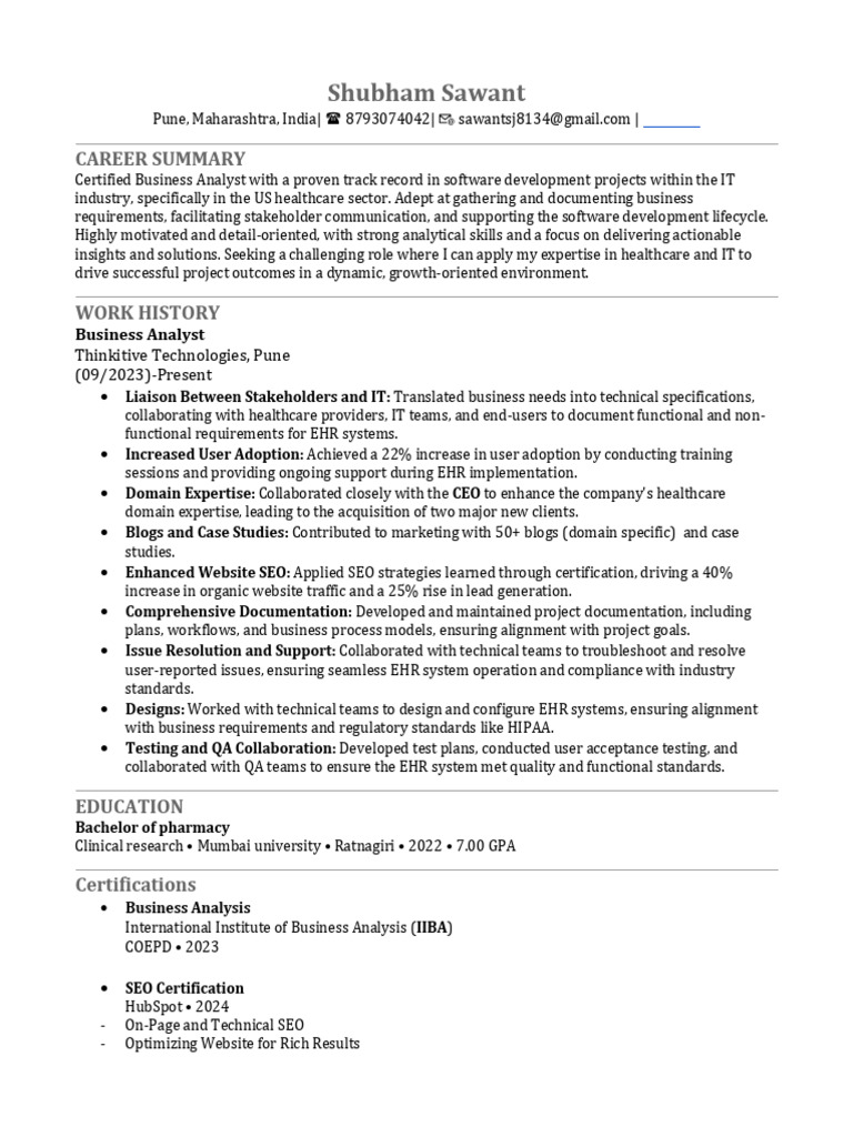 Shubham CV 2024 | PDF