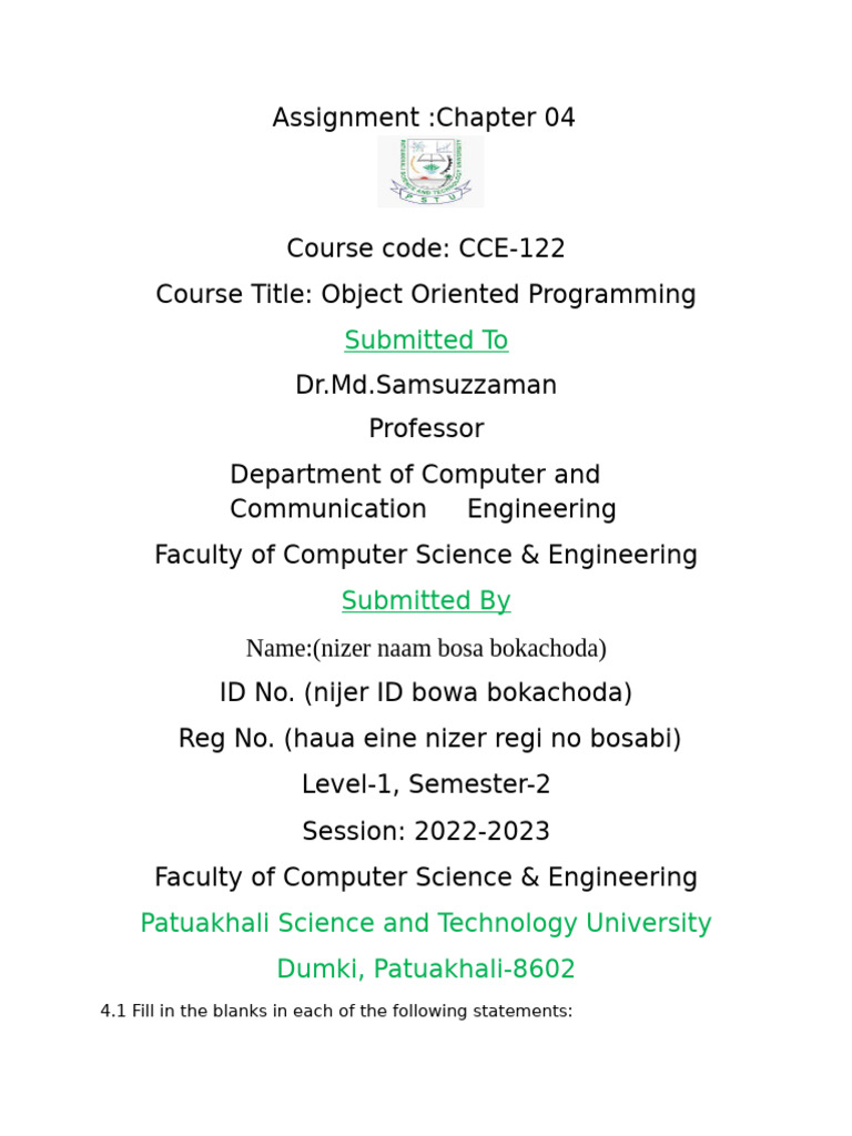 ID No-Assignment 04 | PDF