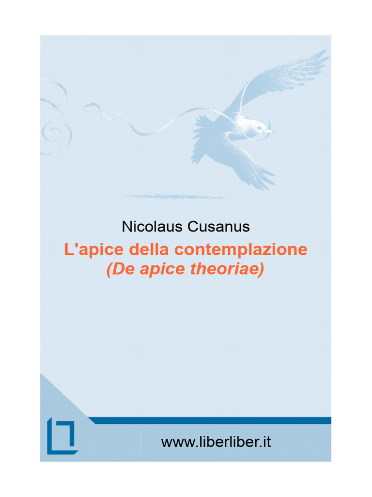 Nicolaus Cusanus L'Apice Della Contemplazione | PDF
