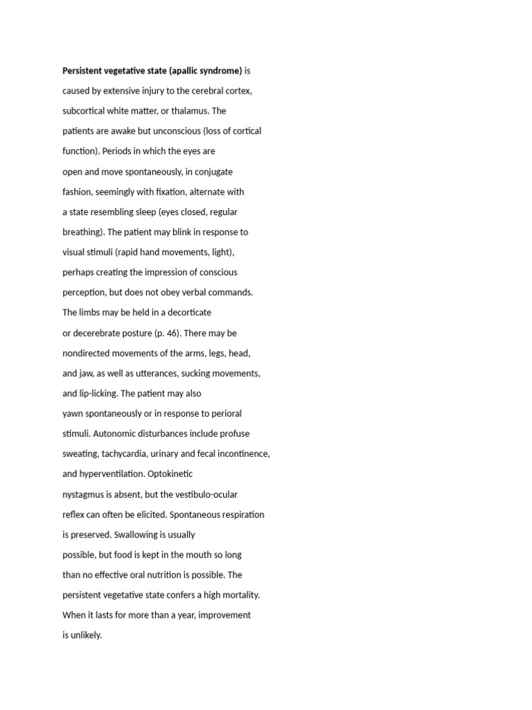 Persistent Vegetative State | PDF