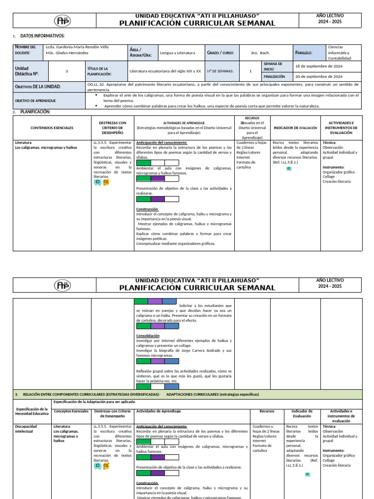 Plan. Leng. 3ro. Bach. Sem. 6 - 2do. Trim. | PDF