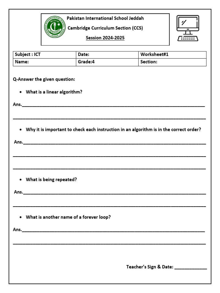 G4 - ICT Worksheet | PDF