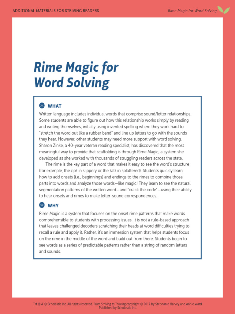 PRACTICE - Rime MagicforWordSolving | PDF | Syllable | Applied Linguistics