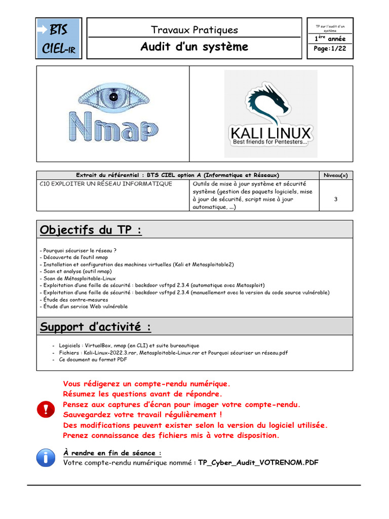 TP Sur Audit D'un Systeme | PDF