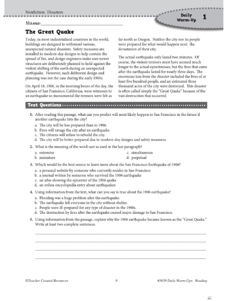 Daily Warm-Ups Reading Grade 8 Password Removed | PDF