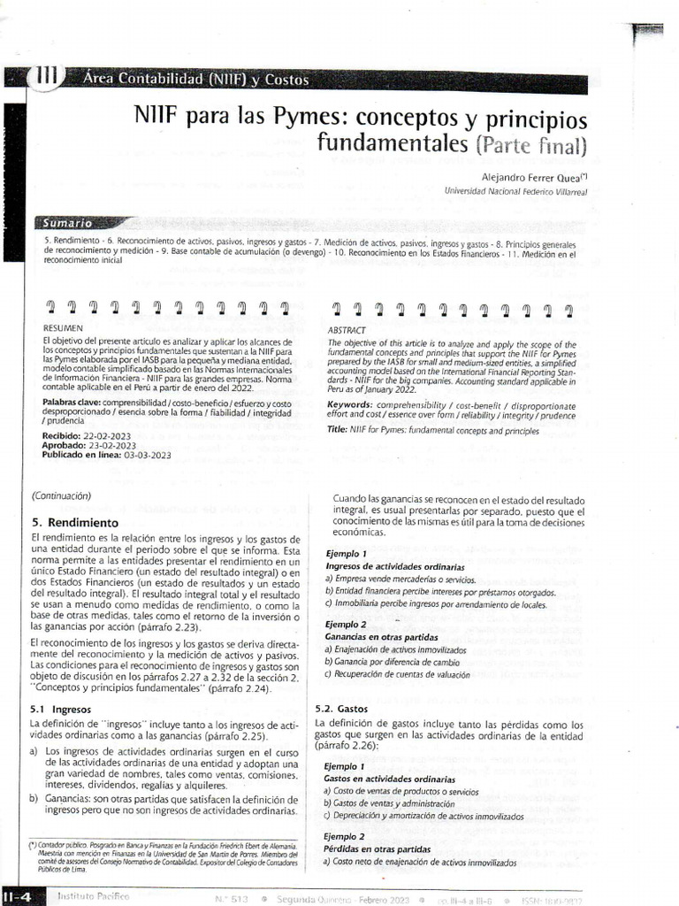 Niif para Pymes Conceptos y Principios Fundamentales Parte Final | PDF
