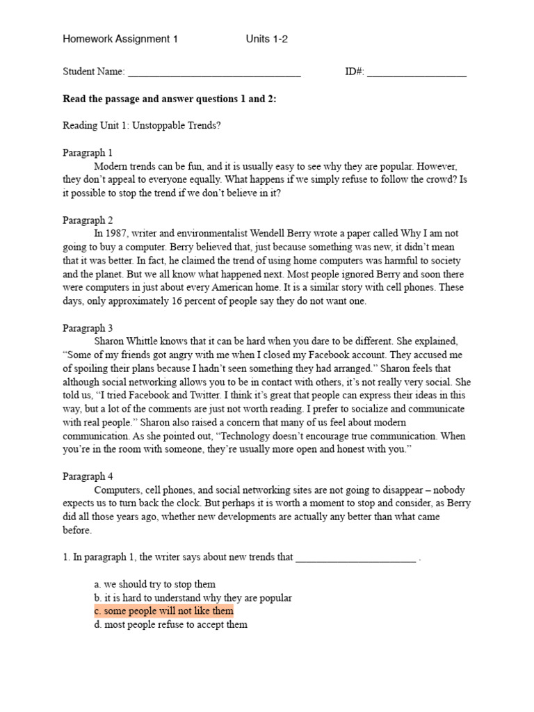 Homework Assignment 1 Unit 1 2 1 Pdf