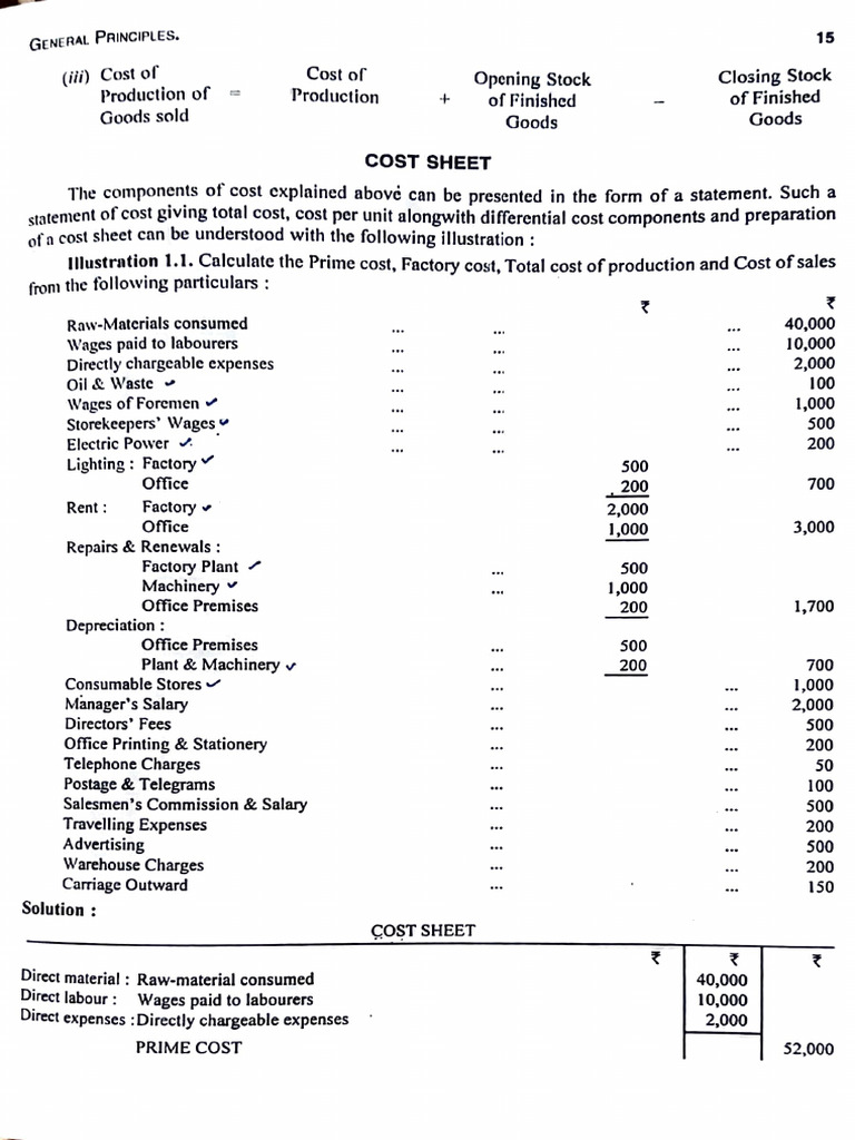 Cost Sheet | PDF
