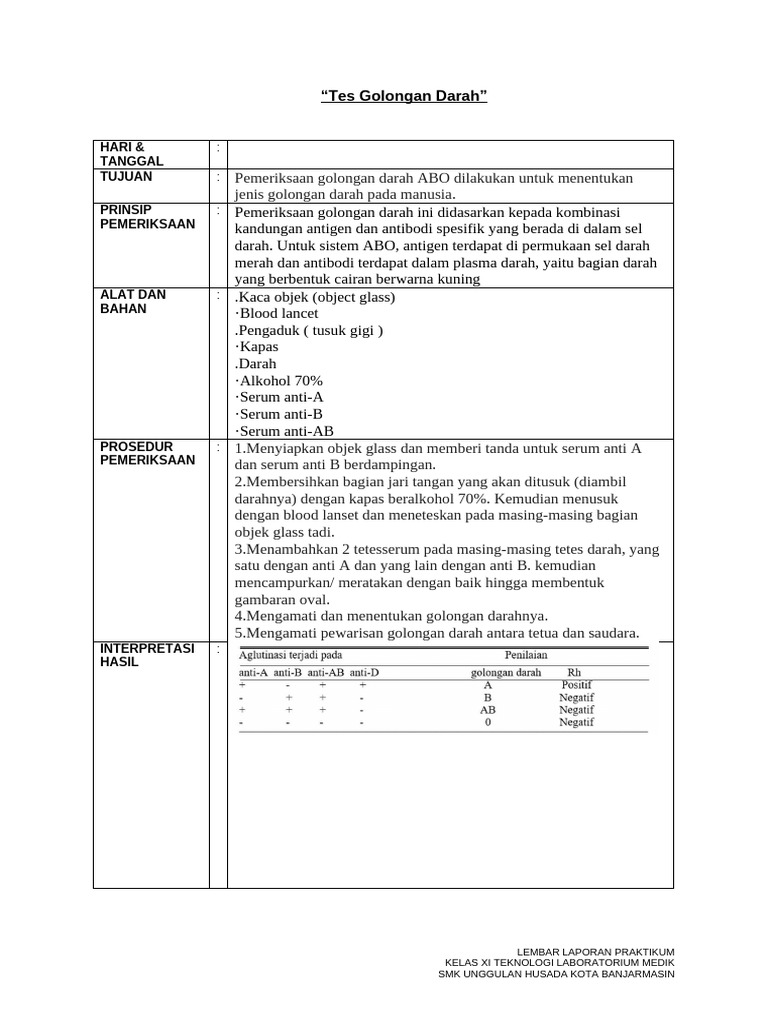Laporan Golongan Darah Pdf