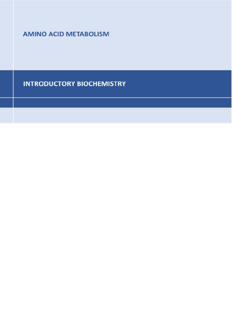Amino Acid Metabolism | PDF