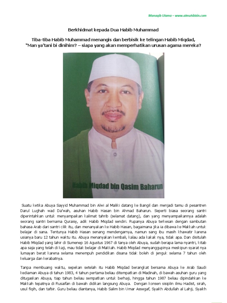 Manaqib Habib Miqdad Baharun - Menantu Habib Muhammad Bin Syekh Bin ...