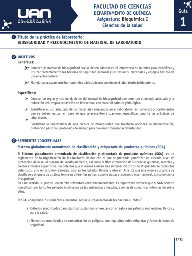 Práctica 1. Bioseguridad y Reconocimiento de Material de Laboratorio 2 | PDF