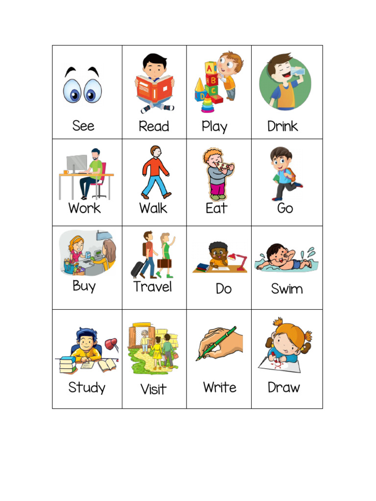 Bingo Action Verbs | PDF
