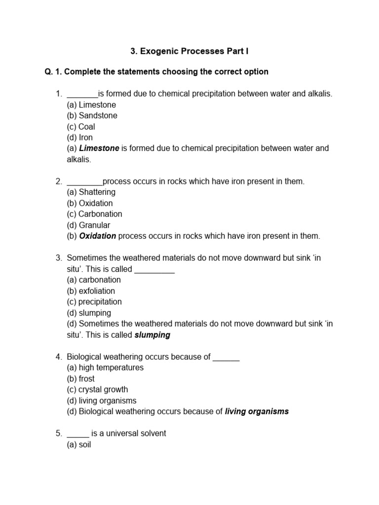 Exogenic Processes Part 1 | PDF | Weathering | Water