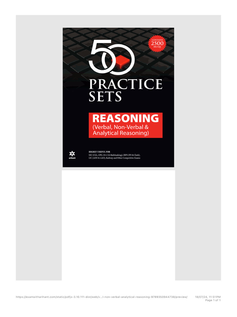 Arihant Reasoning 100 Practise Set | PDF