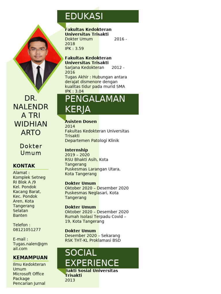 CV - Nalendra Tri Widhianarto - Ind | PDF