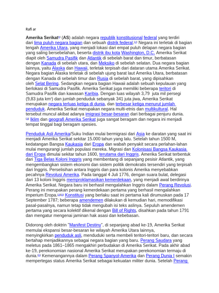Rafi Ar Amerika | PDF
