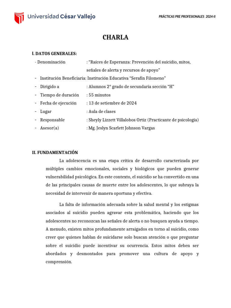 ESQUEMA DE CHARLA - (Reparado) | PDF