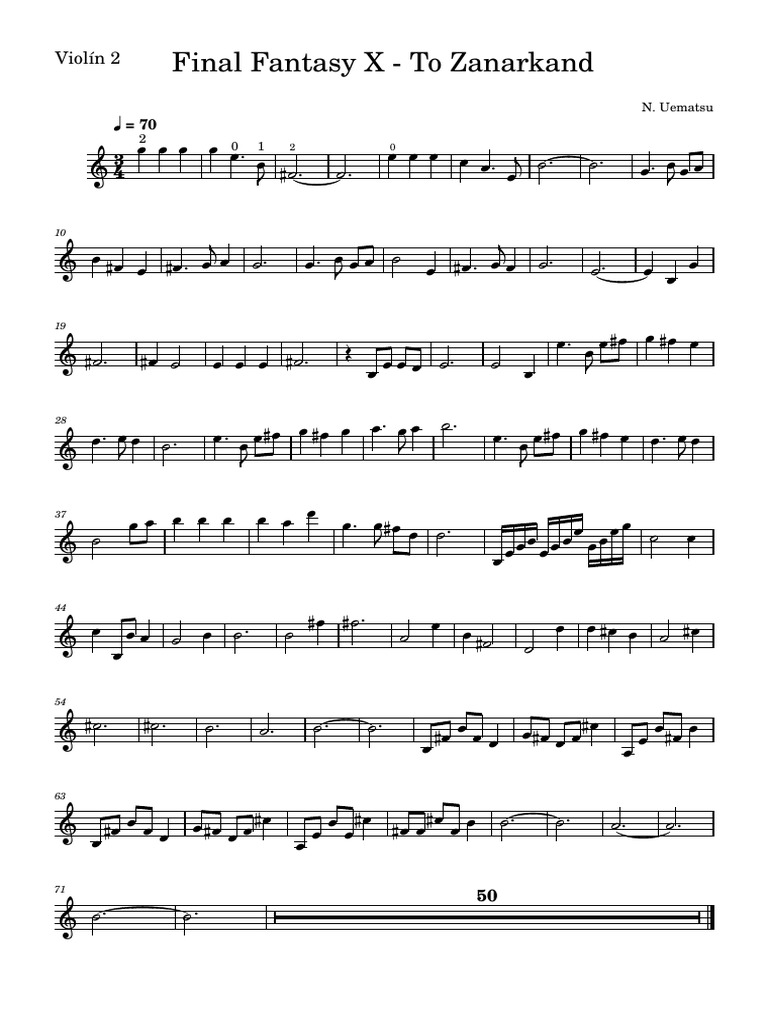 Final Fantasy X - To Zanarkand-Violín - 2 | PDF