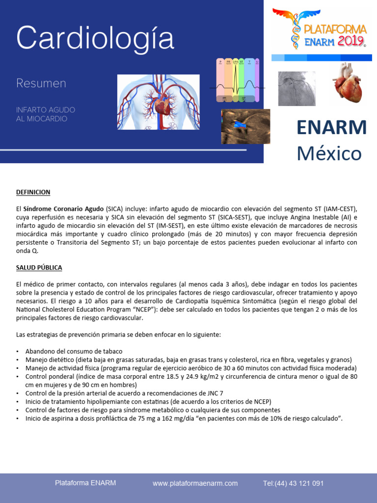 Infarto Agudo al Miocardio: Diagnóstico y Manejo | PDF | Infarto de ...