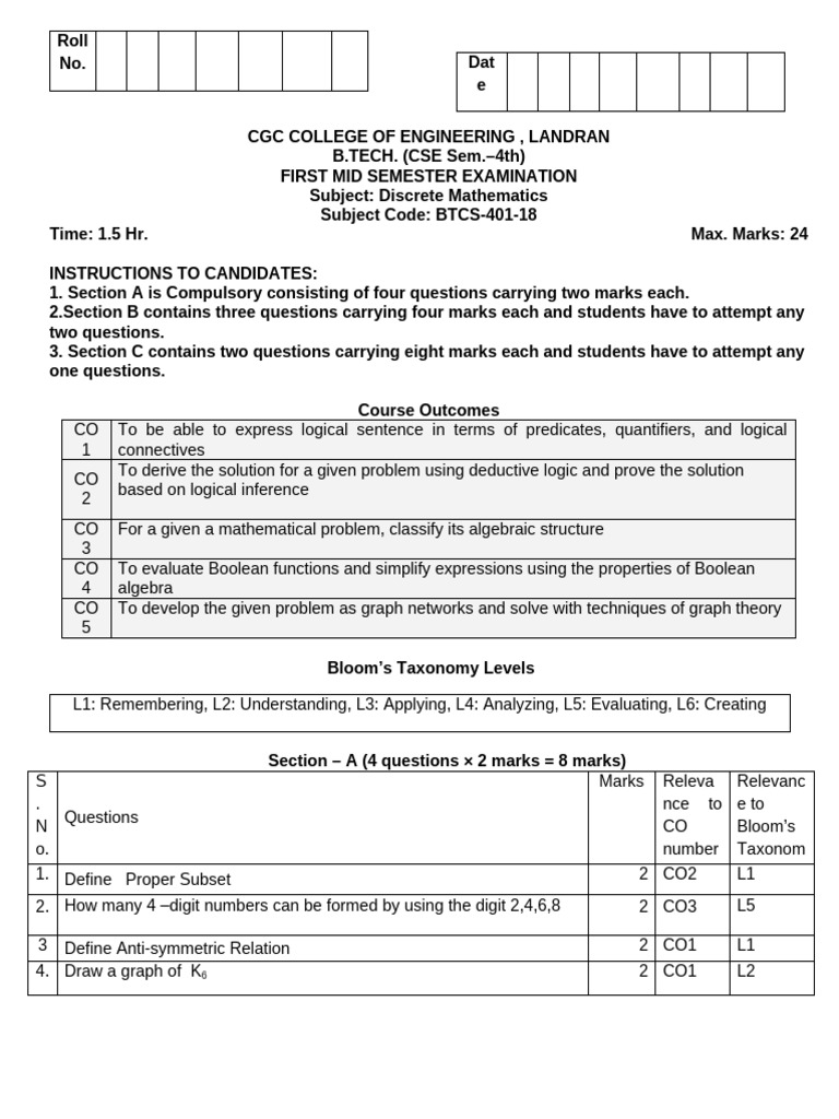 Discrete Math Important Questions | PDF
