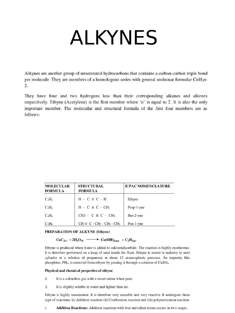 Organic Chemistry... Alkynes | PDF