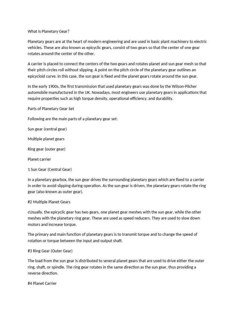 Planetary Gears, Hubs N Four Wheel Drive | PDF | Gear | Vehicle Technology