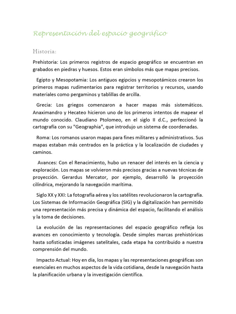 Representación Del Espacio Geográfico | PDF | Mapa | Cartografía