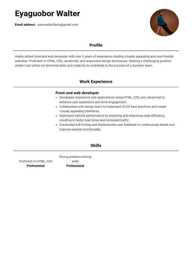 (FREE COPY) Eyaguobor Walter Resume | PDF