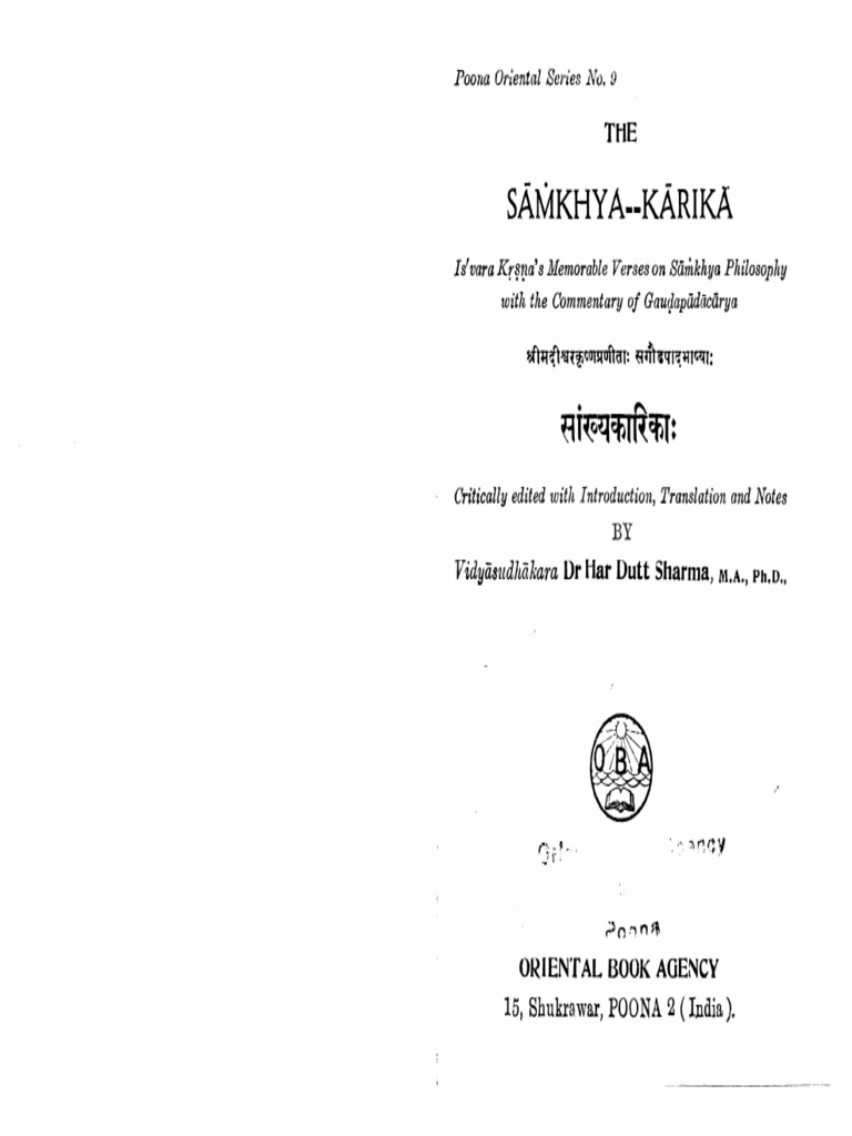 The Samkhya-Karika, With The Commentary of Gaudapada, Edited in ...