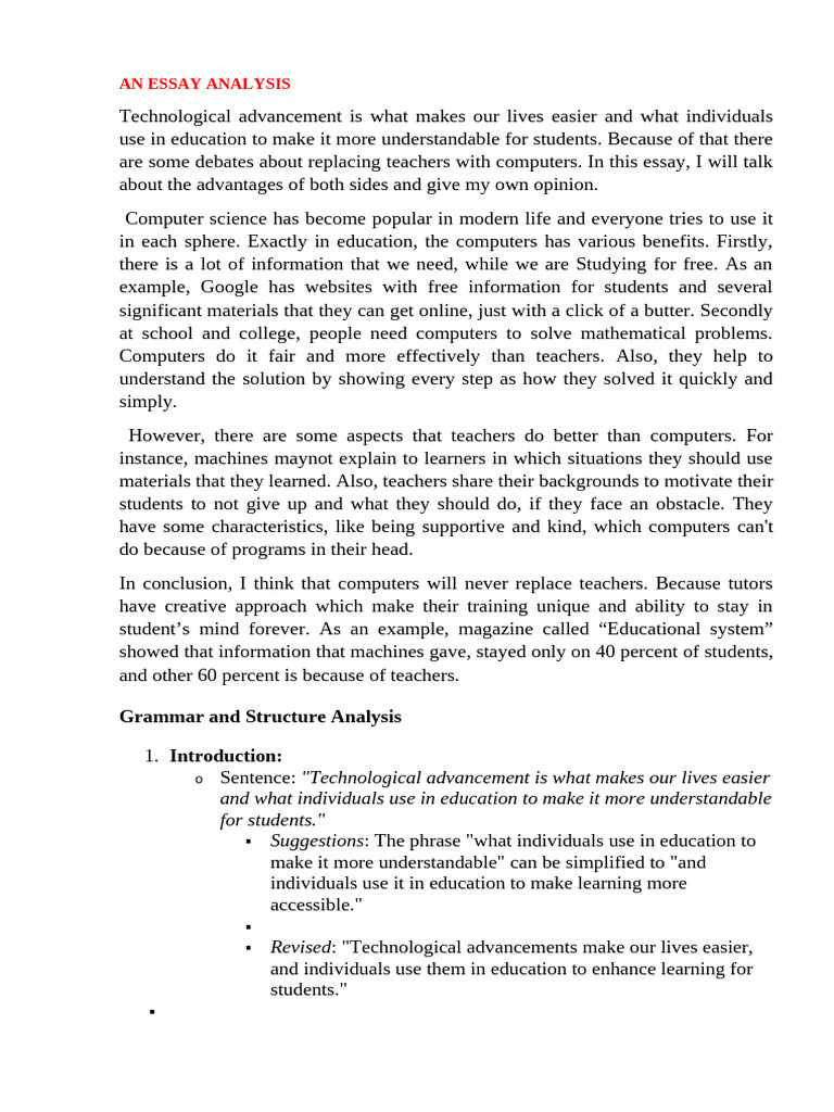 Essay Analysis + HW | PDF