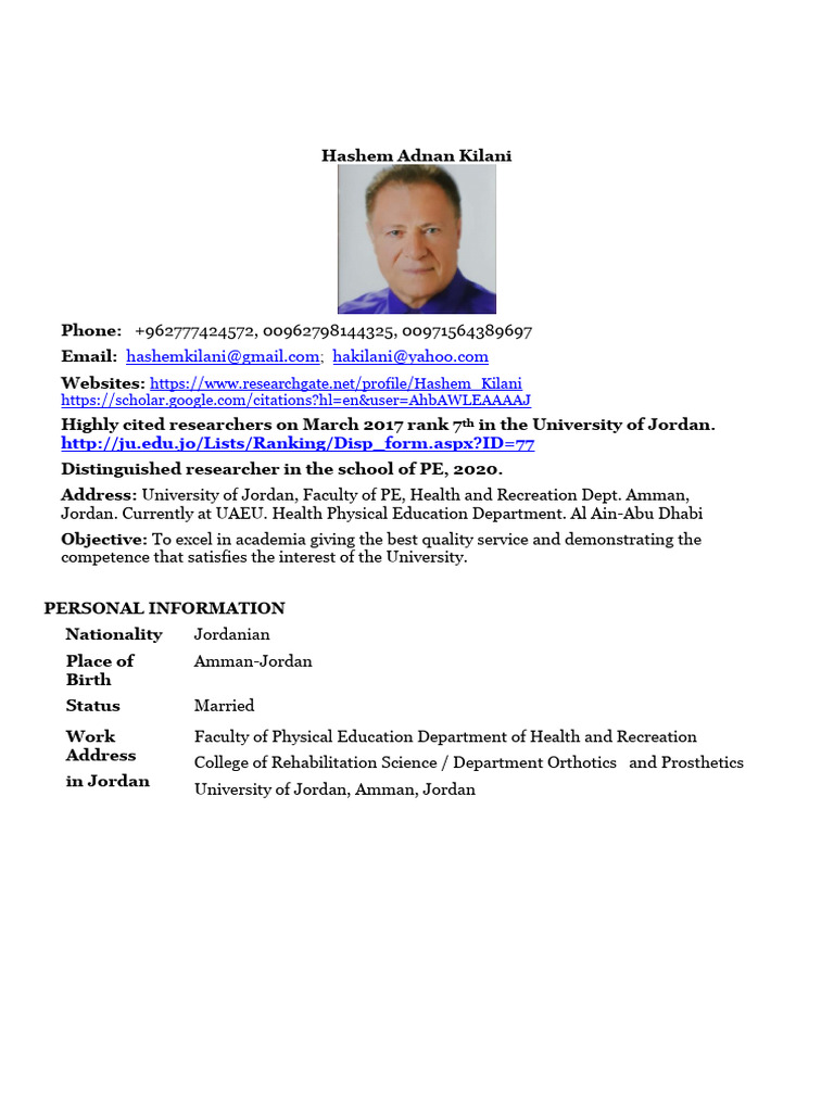 Hashem Adnan Kilani - cv.2022 | PDF