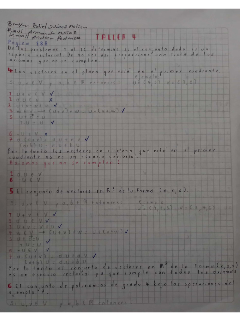 Taller 4 Algebra | PDF