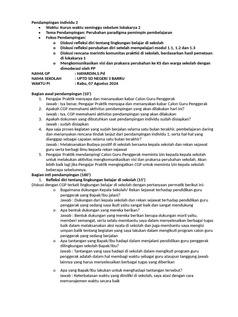 Langkah-Langkah PI2 Hayardin | PDF